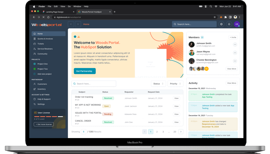 WoodsPortal - Secure Customer Experience Portal for HubSpot